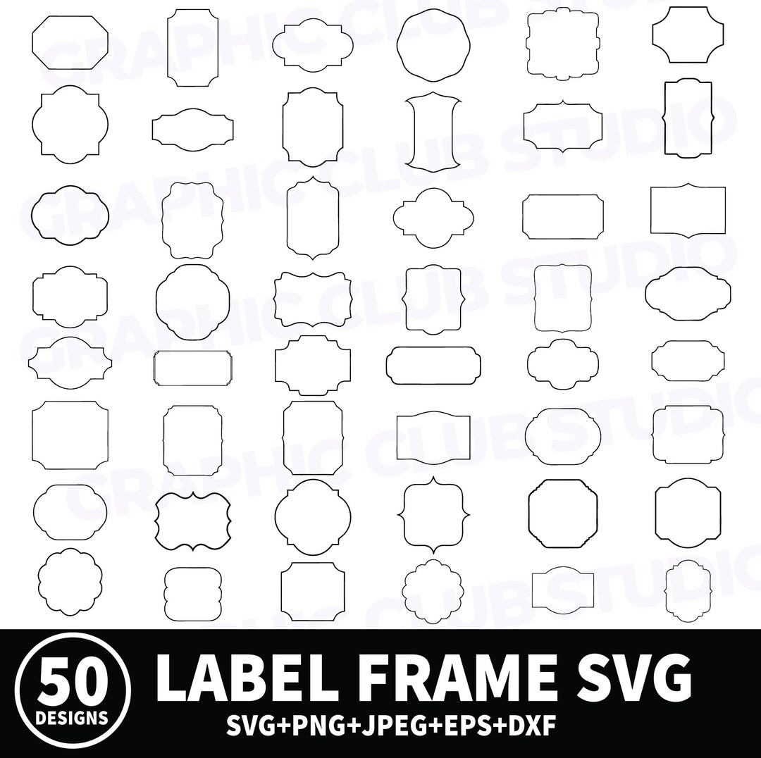 Label Frame SVG Bundle, Modern Label Cut Files,vintage Frames Svg,frame ...