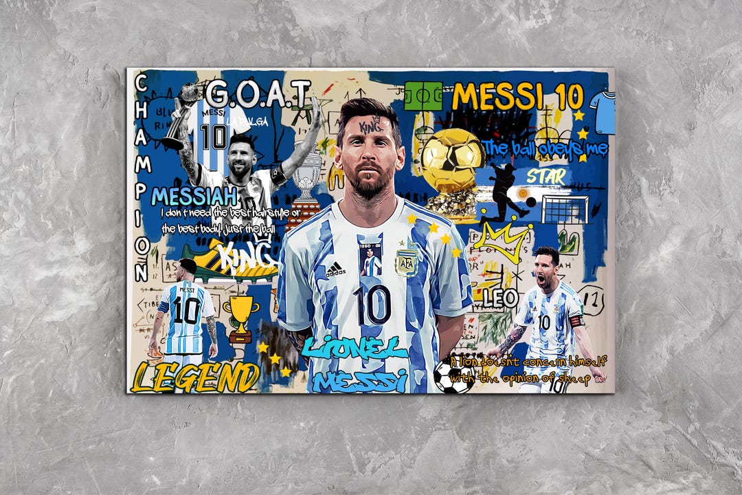 Messi Graffiti Pop Art Print, GOAT Football Wall Art, Soccer Legend ...