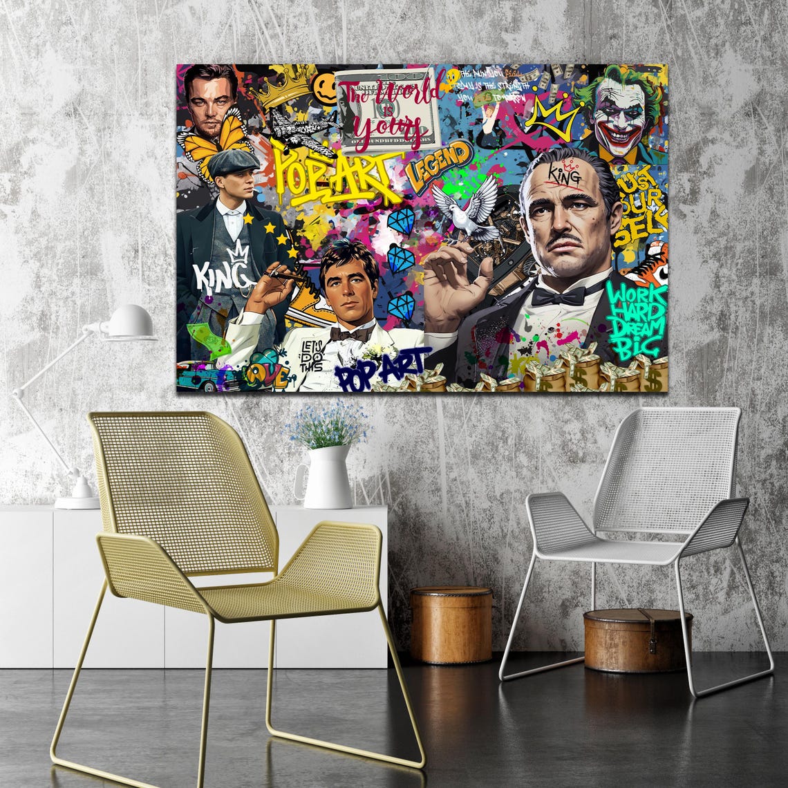 Urban Legends Graffiti Wall Art – Pop Culture Icon Collage Canvas ...