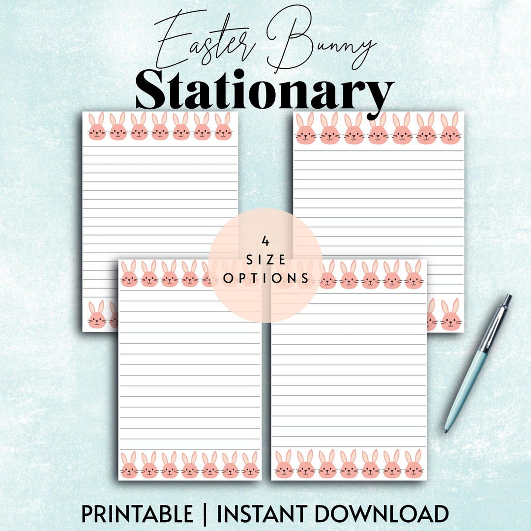 Easter Stationary Printable | Instant Download | PDF Files | Bunny ...