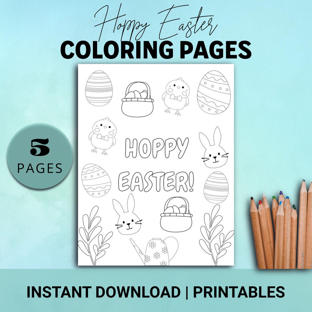 Easter Coloring Pages | Instant Download | Printables | Hoppy Easter ...