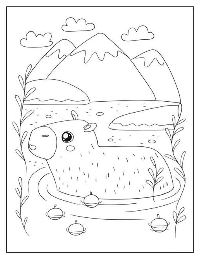 Capybara Coloring Pages – Cute Printable Animal Coloring Sheets for ...