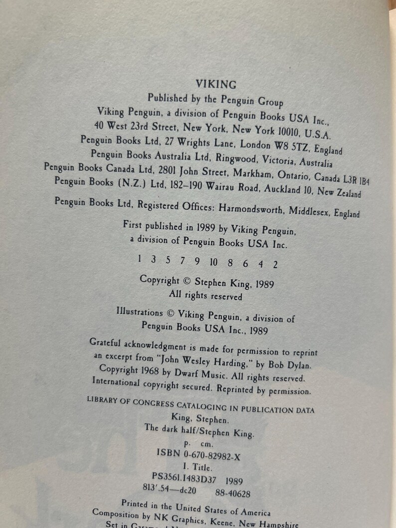 The Dark Half, Stephen King, First Edition - Etsy