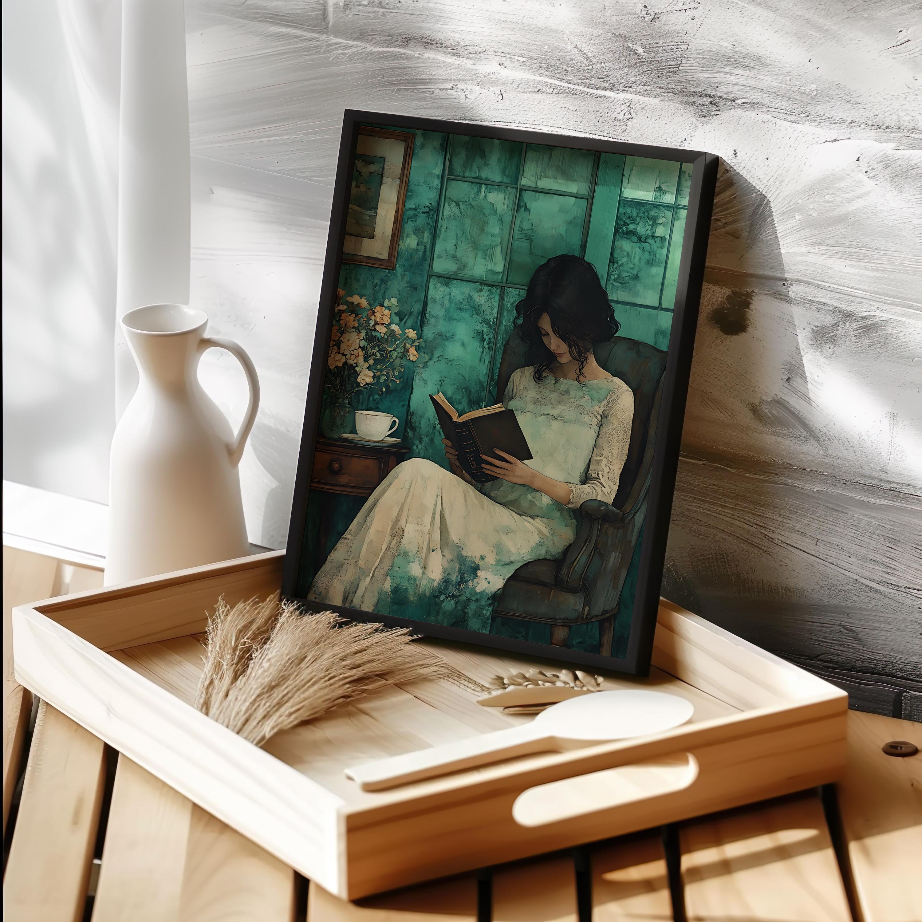 Vintage Reading Woman Wall Art | Classic Digital Painting | Digital ...