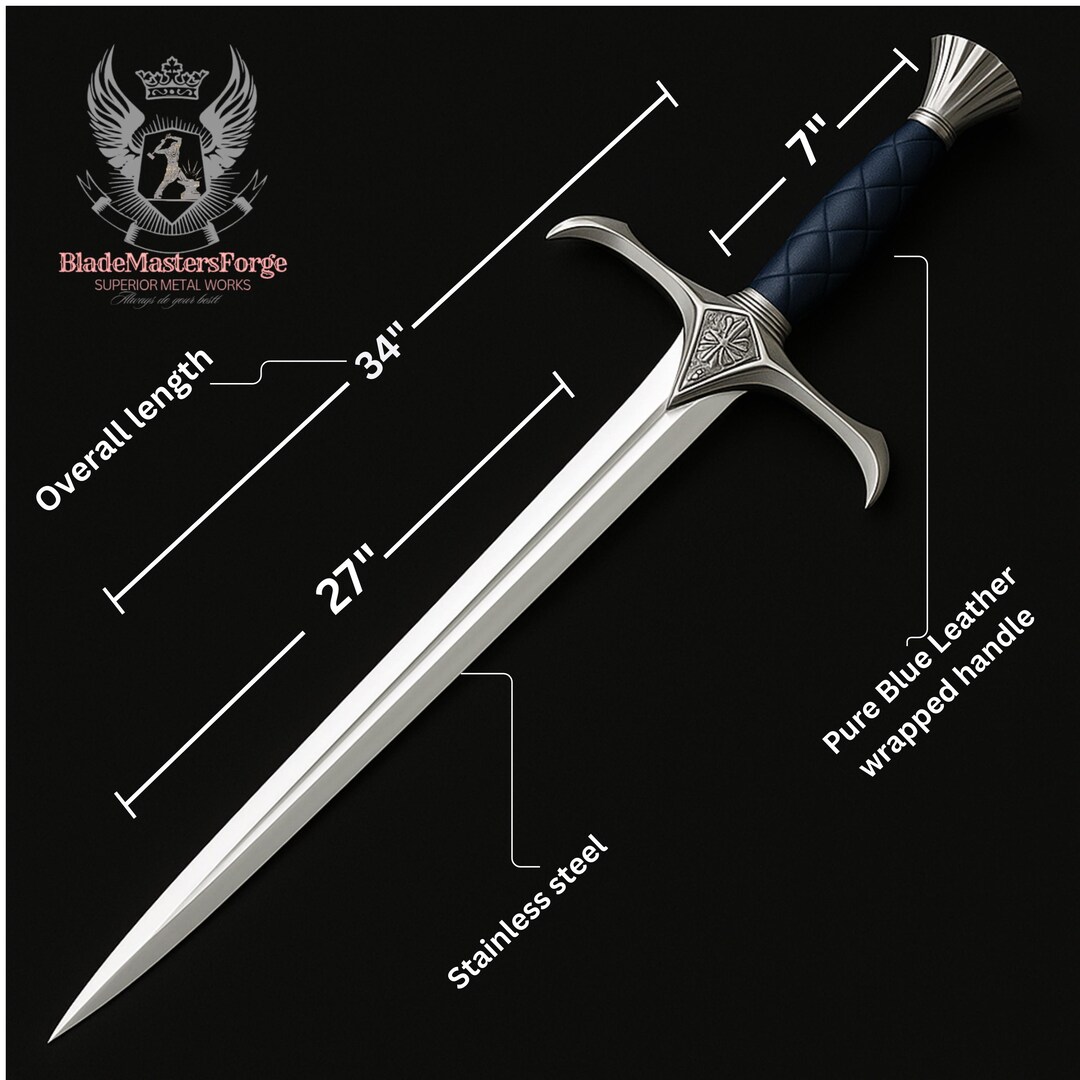 Hand-forged Stainless Steel Sword With Leather-wrapped Handle and Solid ...