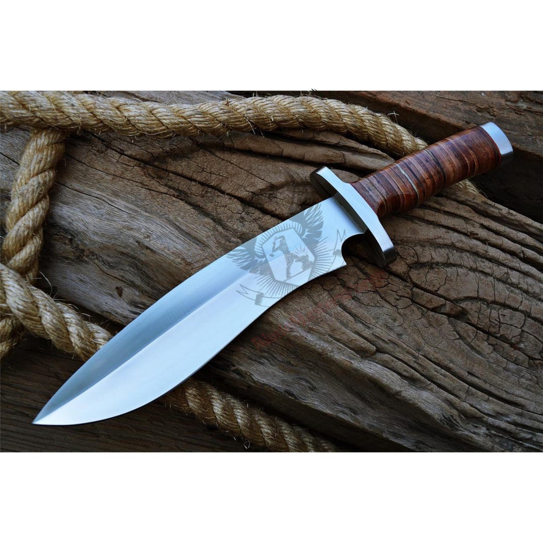 RCF Combat Sasquatch Bowie Custom Made D2 Steel Survival Knife, Leather ...