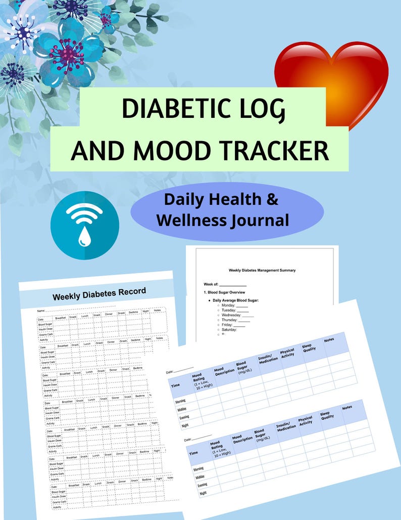 Printable Diabetic Log & Mood Tracker: Weekly Summary (digital Download ...