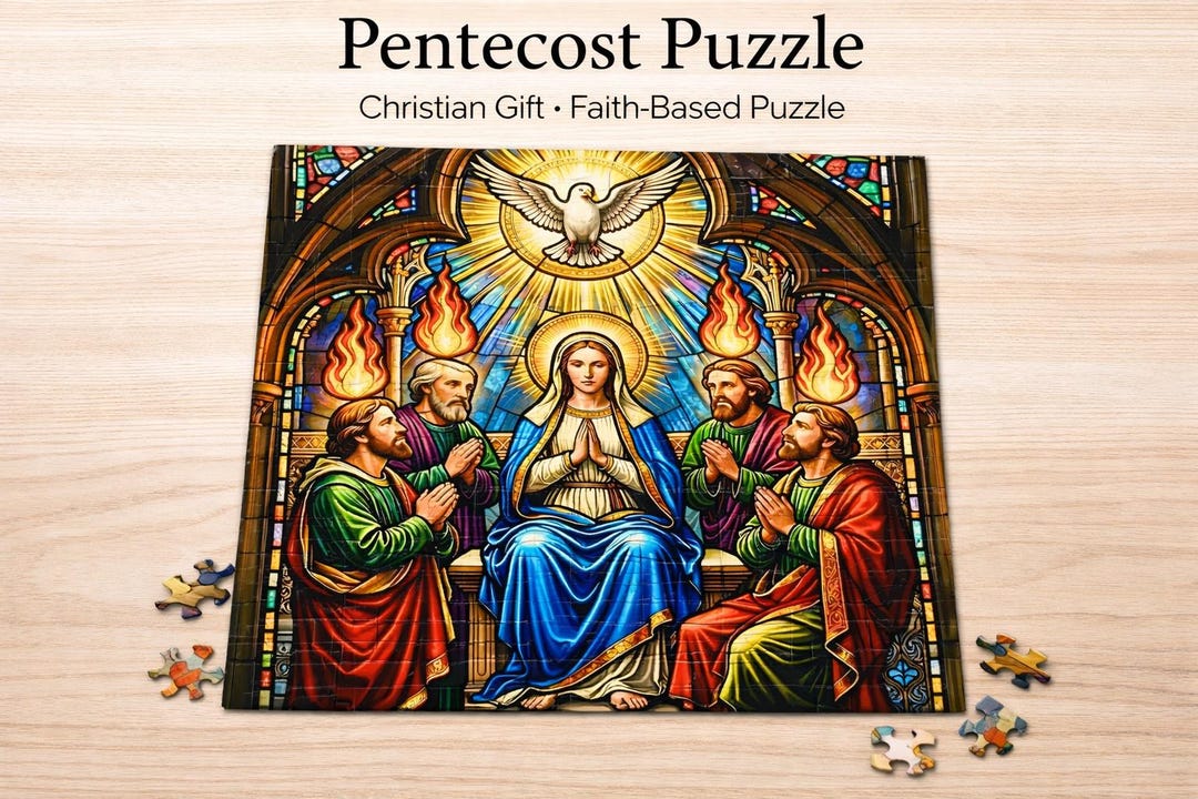 Pentecost Stained Glass Puzzle | Holy Spirit Dove Puzzle | Catholic ...