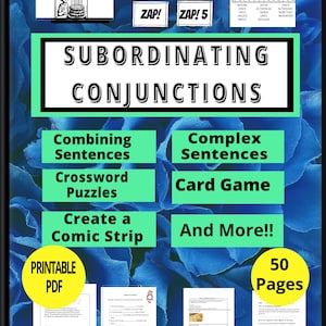 Subordinating Conjunctions, Worksheets and Activities, Complex ...