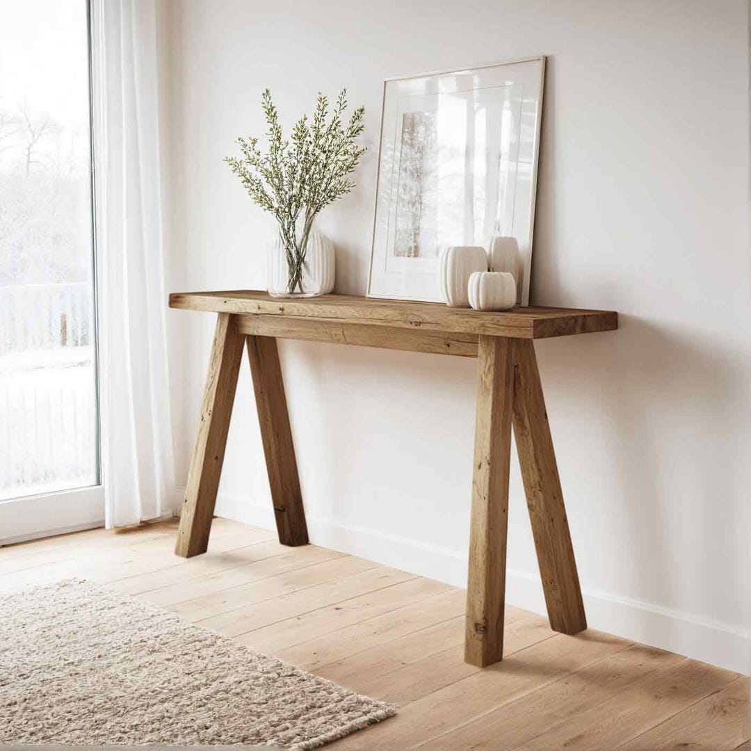 Rustic Wood Console Table for Entry, Reclaimed Wood Hallway Table ...
