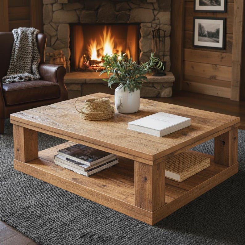 Handmade Reclaimed Chestnut Wood Coffee Table: Rustic Farmhouse ...