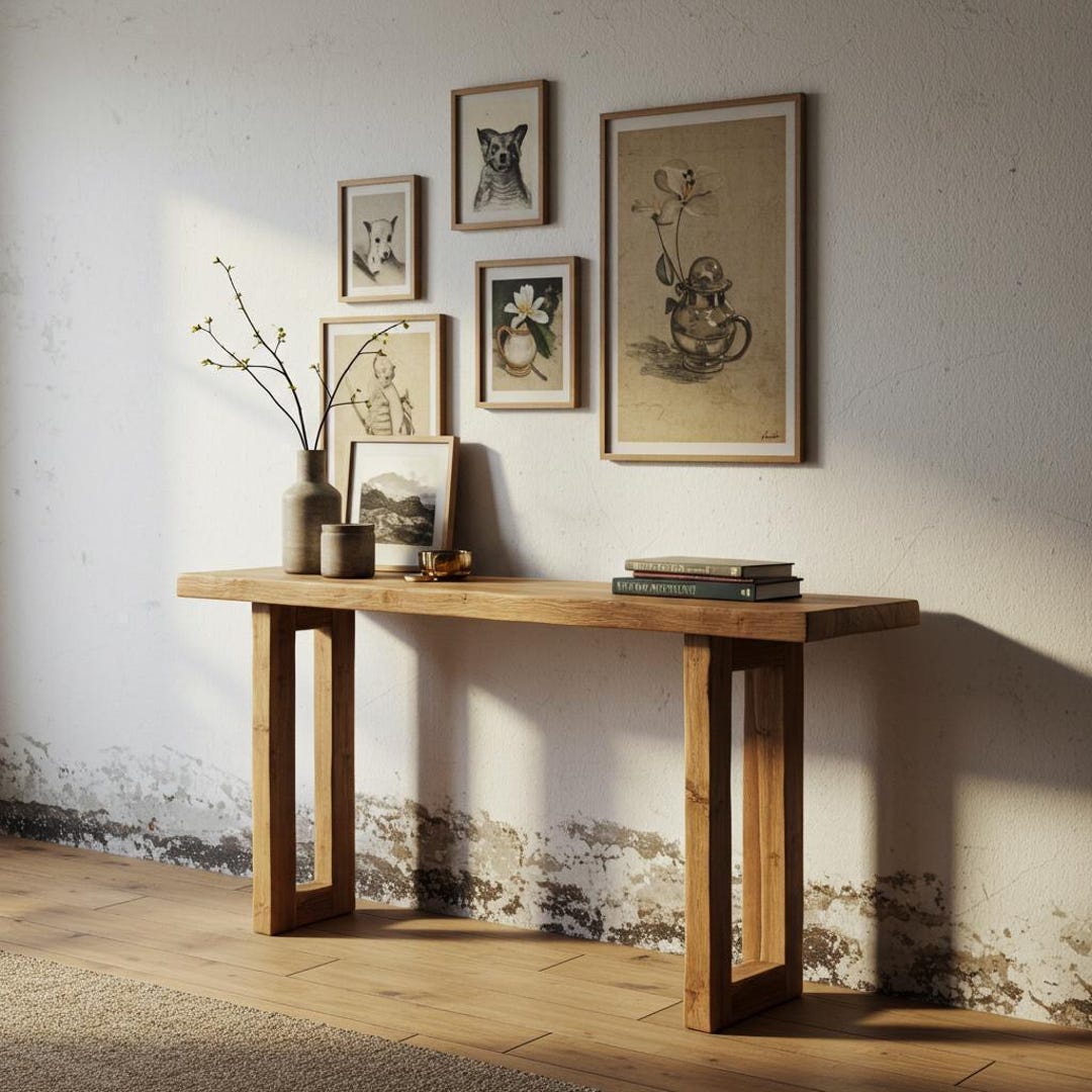 Rustic Console Table, Chestnut Wood, Handmade (entryway or Hallway) - Etsy