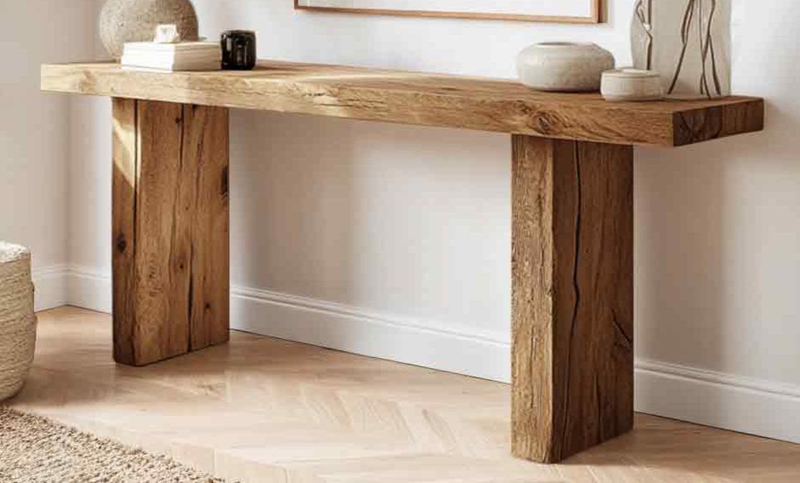 Rustic Wood Console Table for Entry, Reclaimed Wood Hallway Table ...