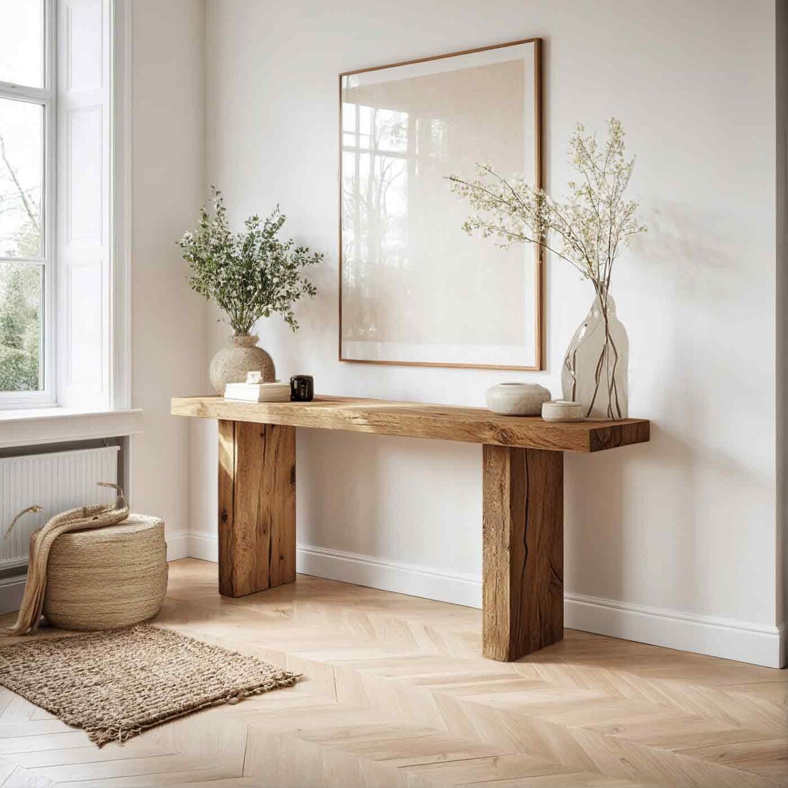 Rustic Wood Console Table for Entry, Reclaimed Wood Hallway Table ...