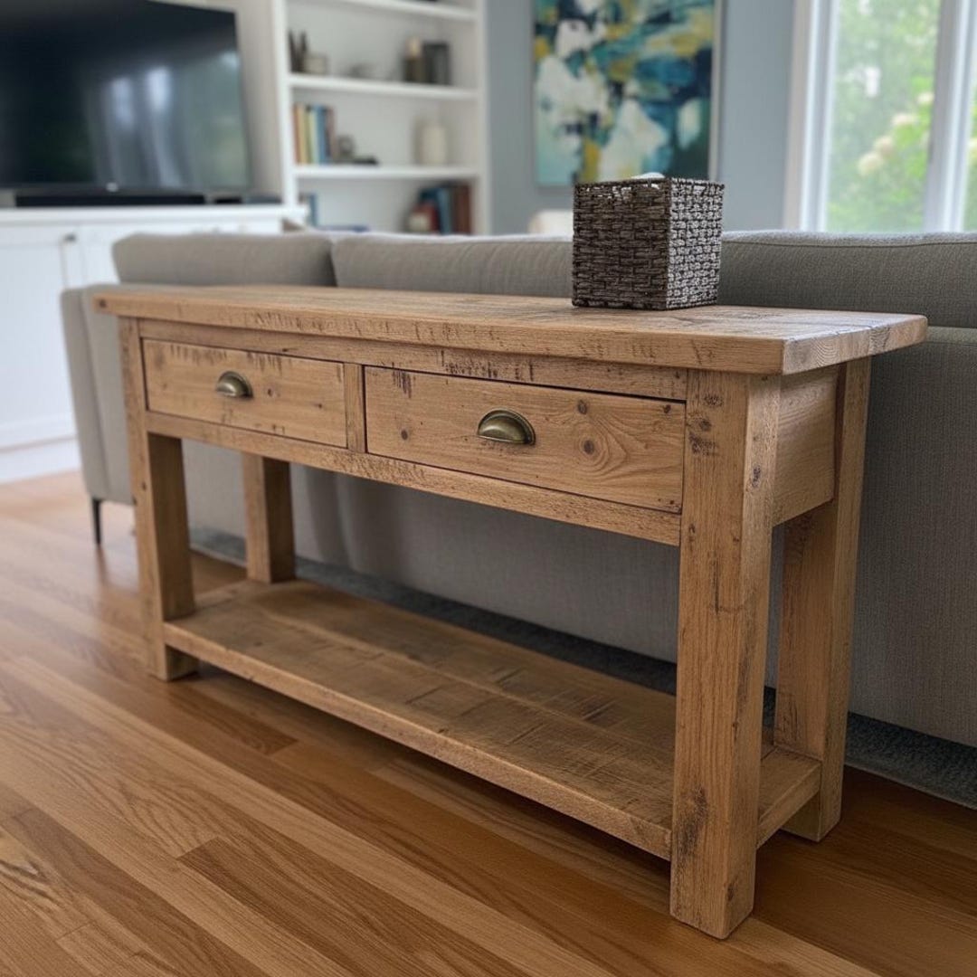 Handmade Console Table: Rustic Reclaimed Wood (narrow Sofa or Entryway ...
