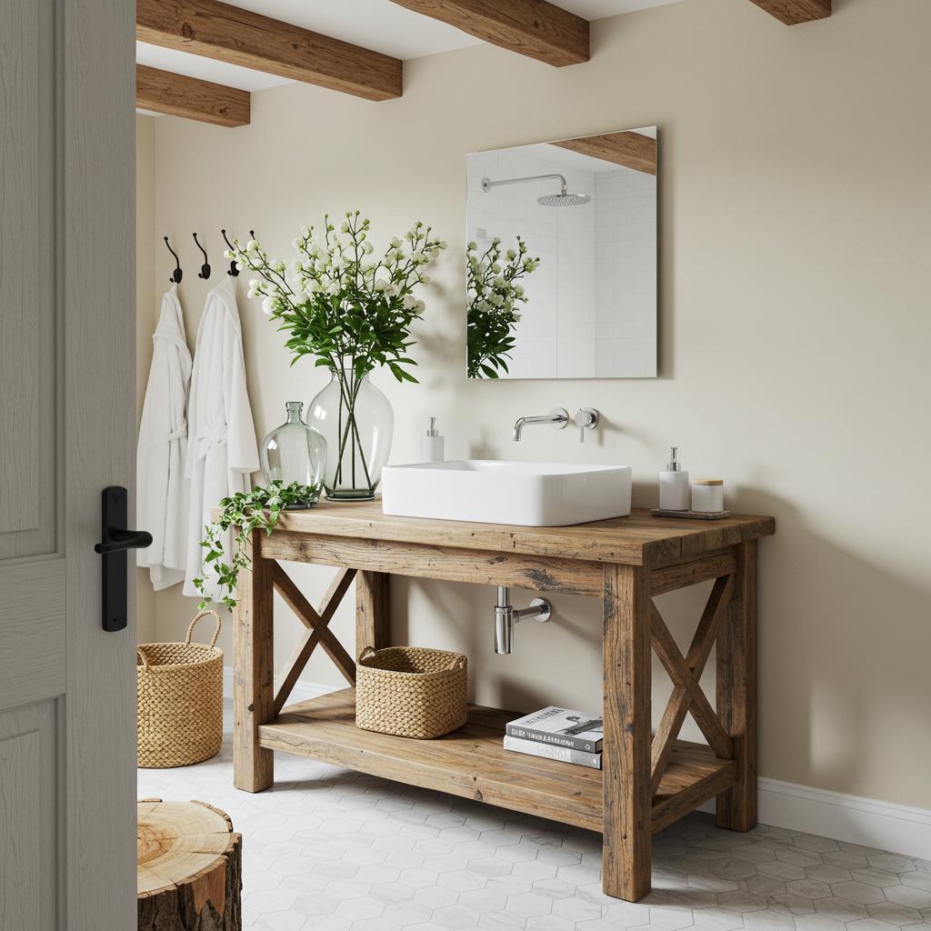 Farmhouse Sink Vanity With Cover, Reclaimed Rustic Wood, Handmade ...