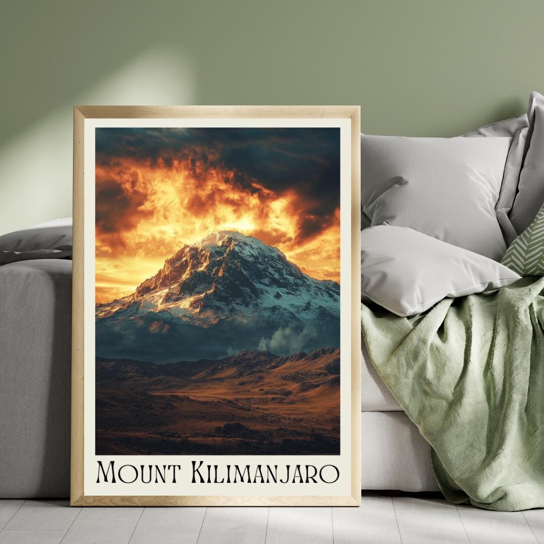 Mount Kilimanjaro Print - Tanzania Wall Art - Kilimanjaro Wall Poster ...