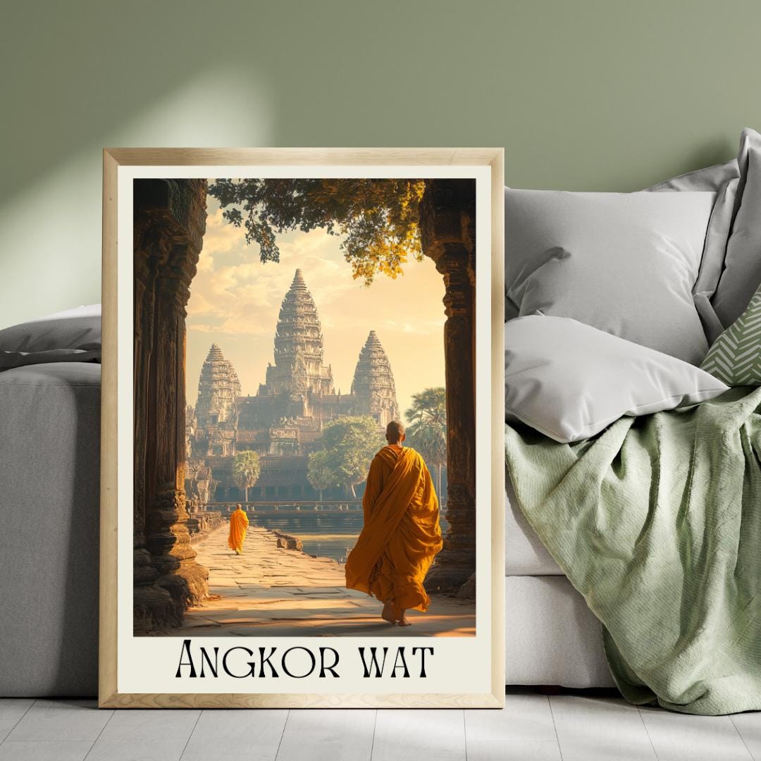 Angkor Wat Print - Buddha Wall Art - Cambodia Travel Poster - Cambodia ...