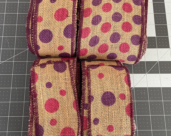 Burlap Polka Dot Ribbon: Pink & Purple - 20 Yards Total - Etsy