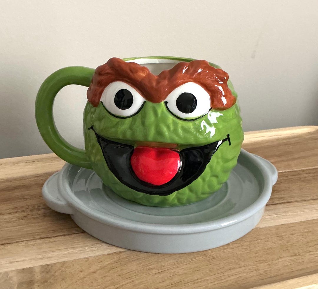 Oscar the Grouch Mug & Plate Set: Hand-painted Sesame Street Nostalgia ...