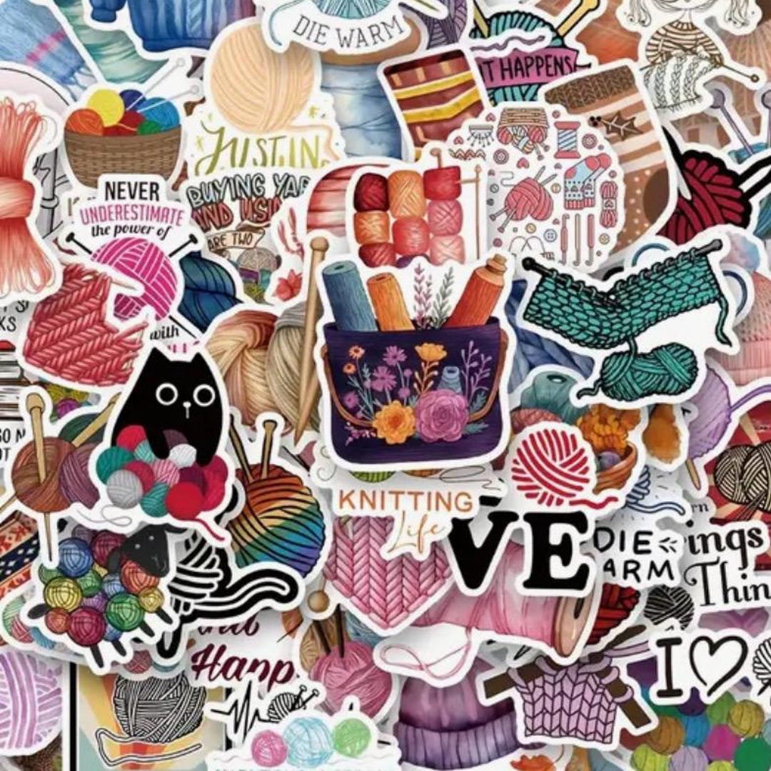 10 Pack Yarn Themed Vinyl Stickers- Great for Laptops, Stationery ...