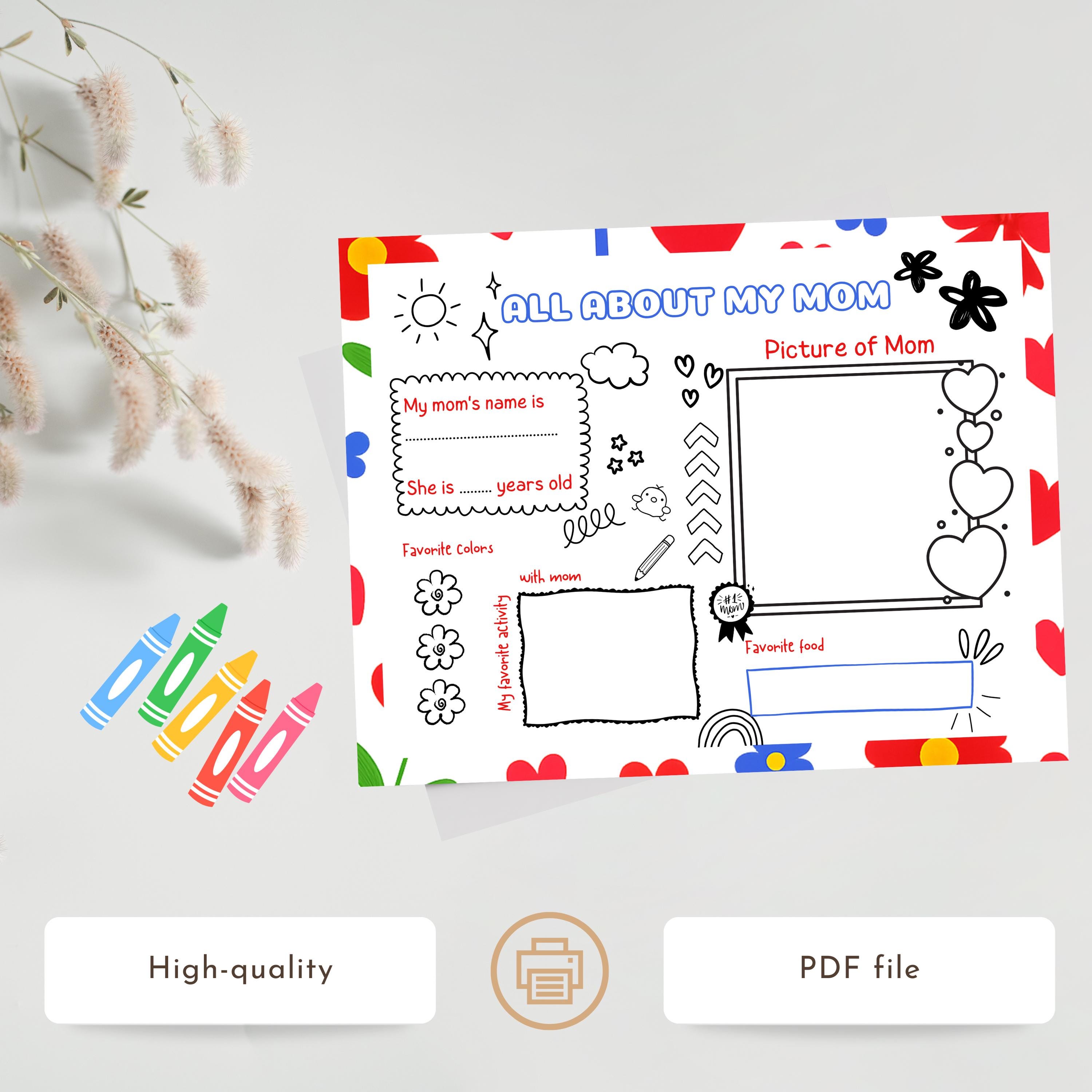Mother's Day Printable: All About My Mom Coloring Page (PDF Download ...
