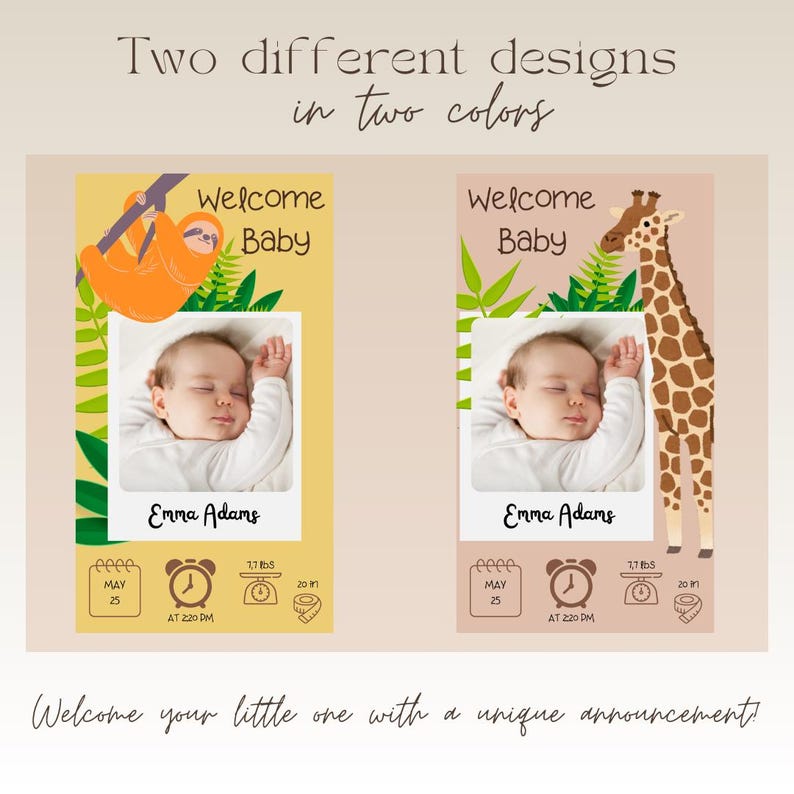 Editable Welcome Baby Card Template | Customizable Digital New Baby ...