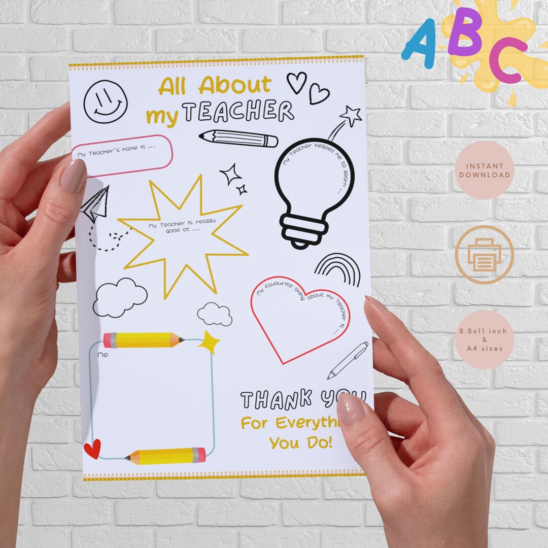 Teacher Appreciation Questionnaire: Printable Bilingual Survey (digital ...