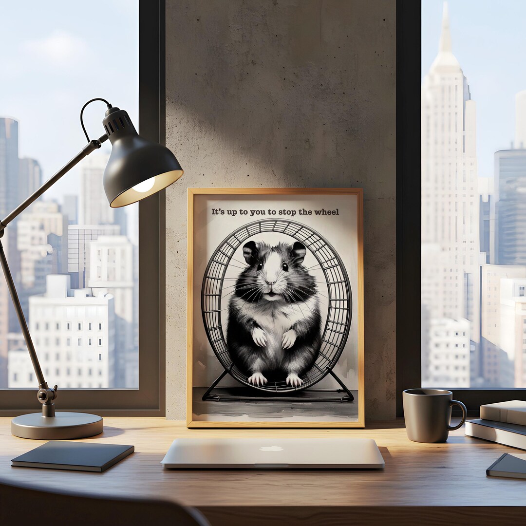 Hamster Wheel Funny Poster Printable Wall Art Home Office Animal Gift ...