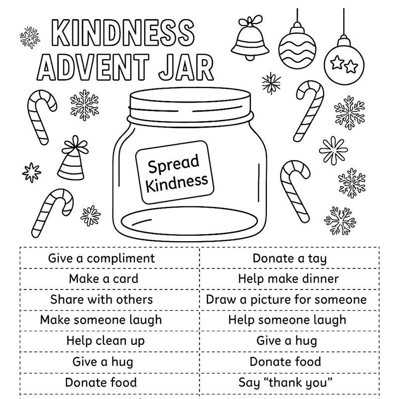 Kindness Advent Jar Printable | Kids Christmas Activity (instant ...