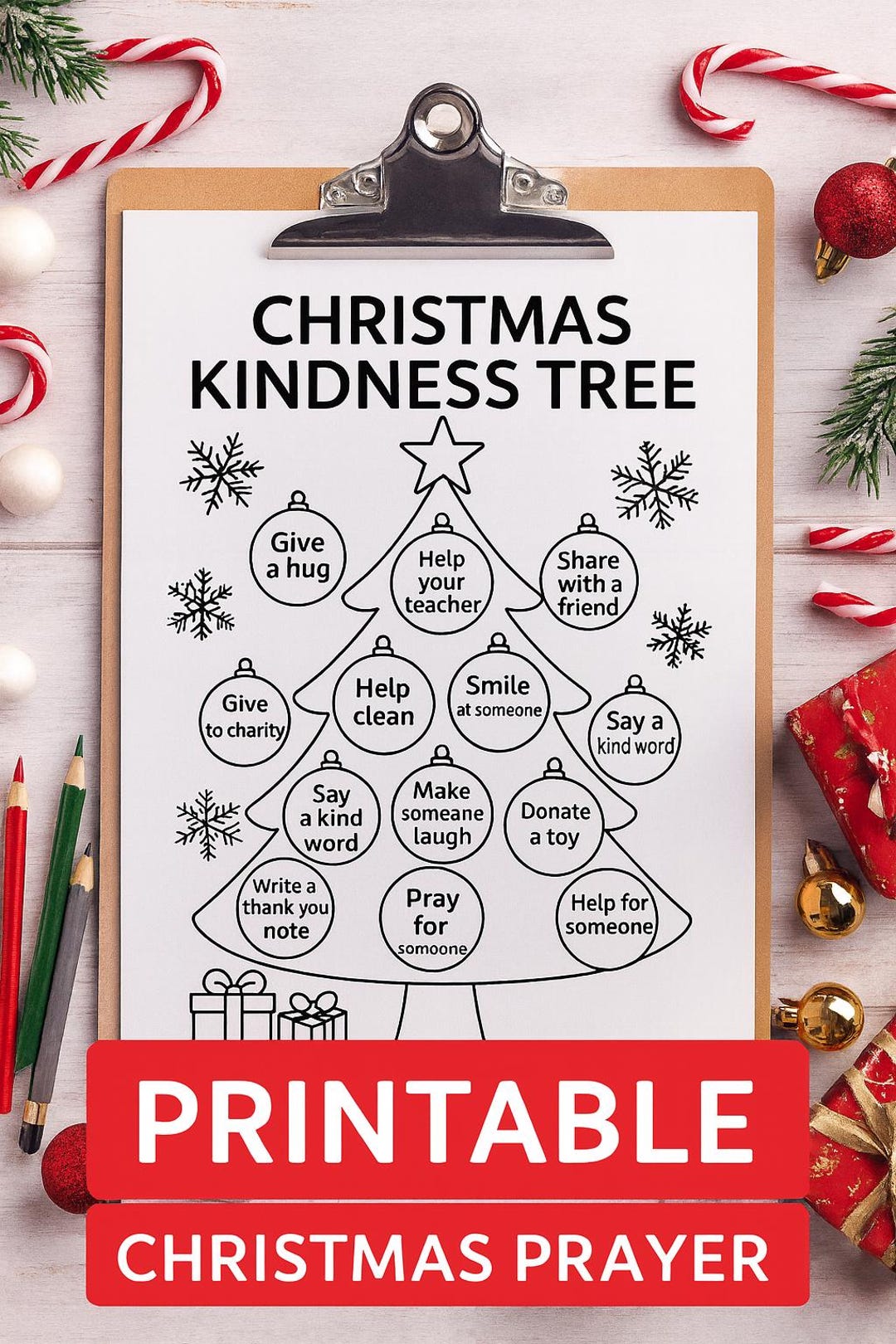 Christmas Kindness Tree Printable | Kids Christmas Coloring & Activity ...