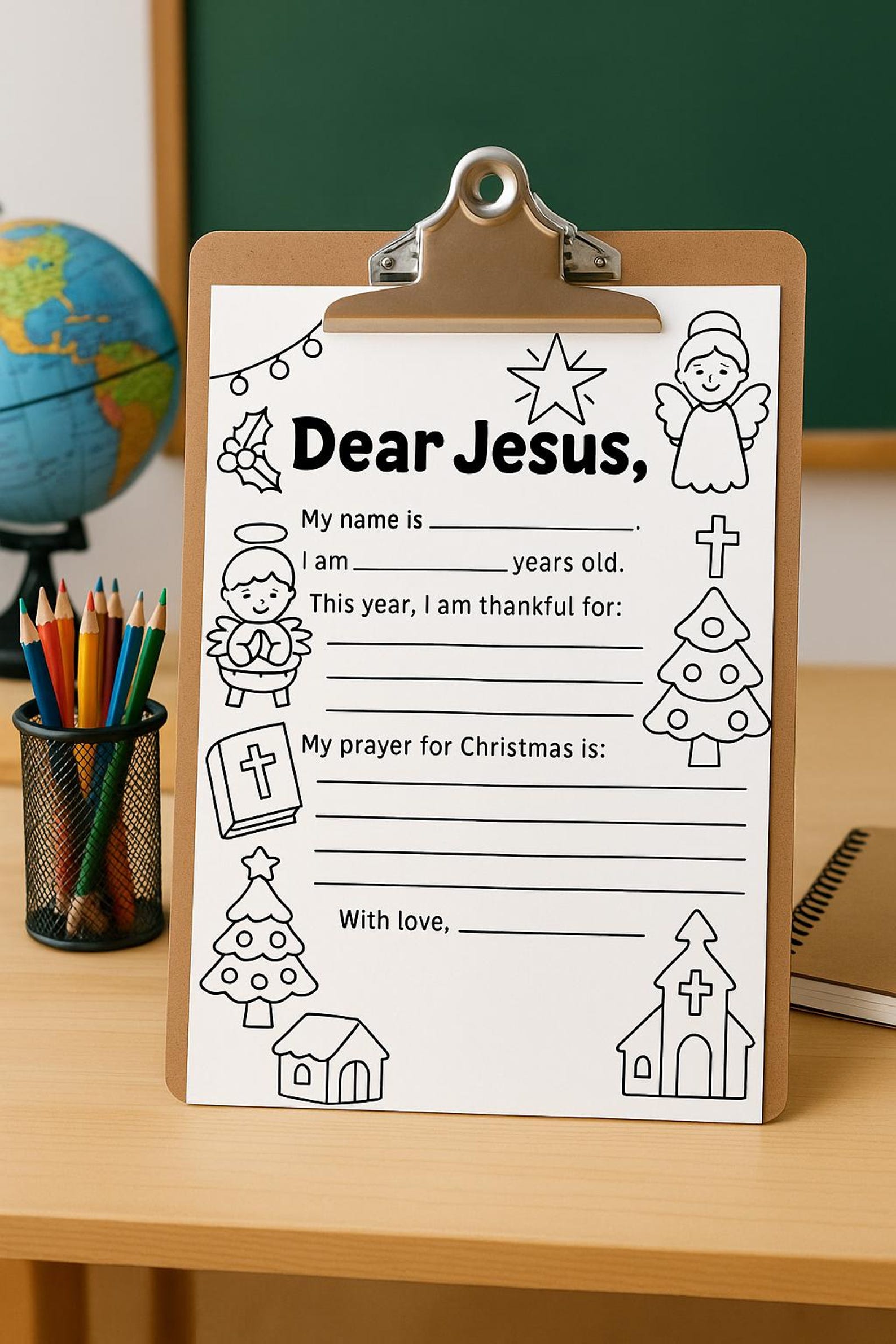 Dear Jesus Letter Printable • Kids' Christmas Prayer & Coloring (PDF ...