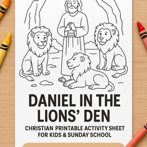 Daniel in the Lions' Den Coloring Page: Christian Kids Bible Story (PDF ...