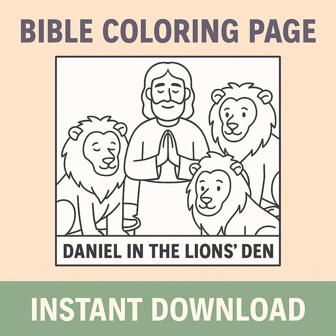 Daniel in the Lions' Den Coloring Page: Christian Kids Bible Story (PDF ...