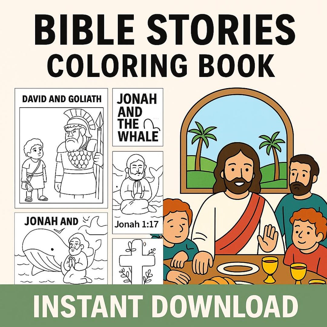 Bible Stories Coloring Book for Kids: 10 Christian Printables (PDF ...