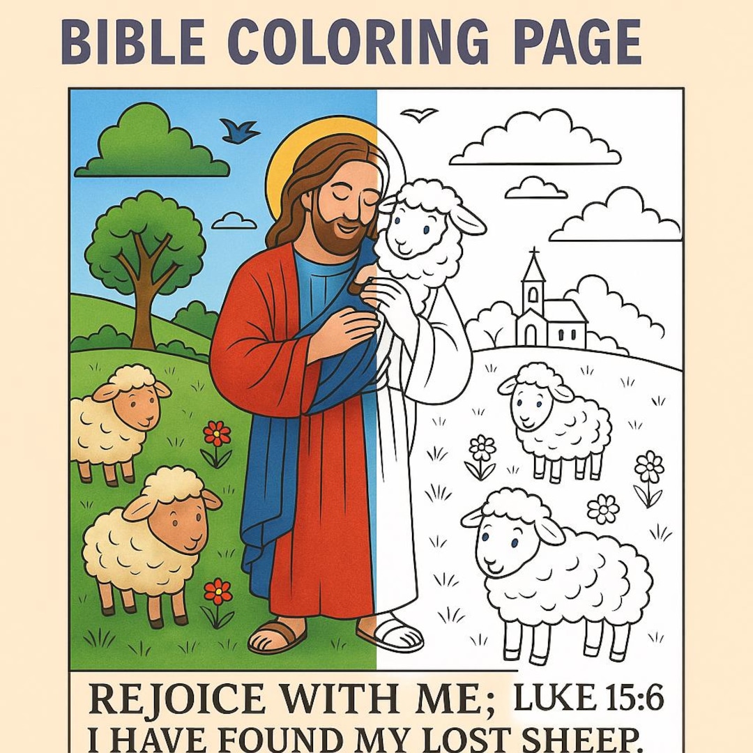 Jesus and the Lost Sheep Coloring Page: Christian Sunday School ...