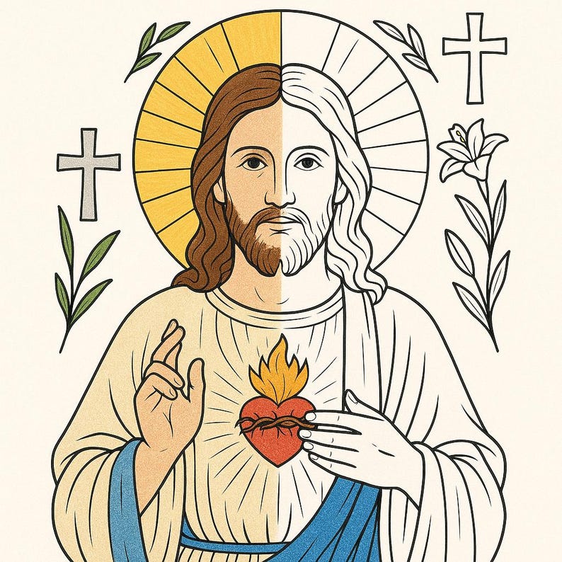 Printable Sacred Heart of Jesus Coloring Page: Christian Art (PDF) - Etsy