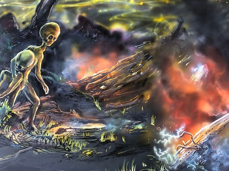 Alien Survival - Signed Limited Edition (50) Print - Painting by Jessie ...