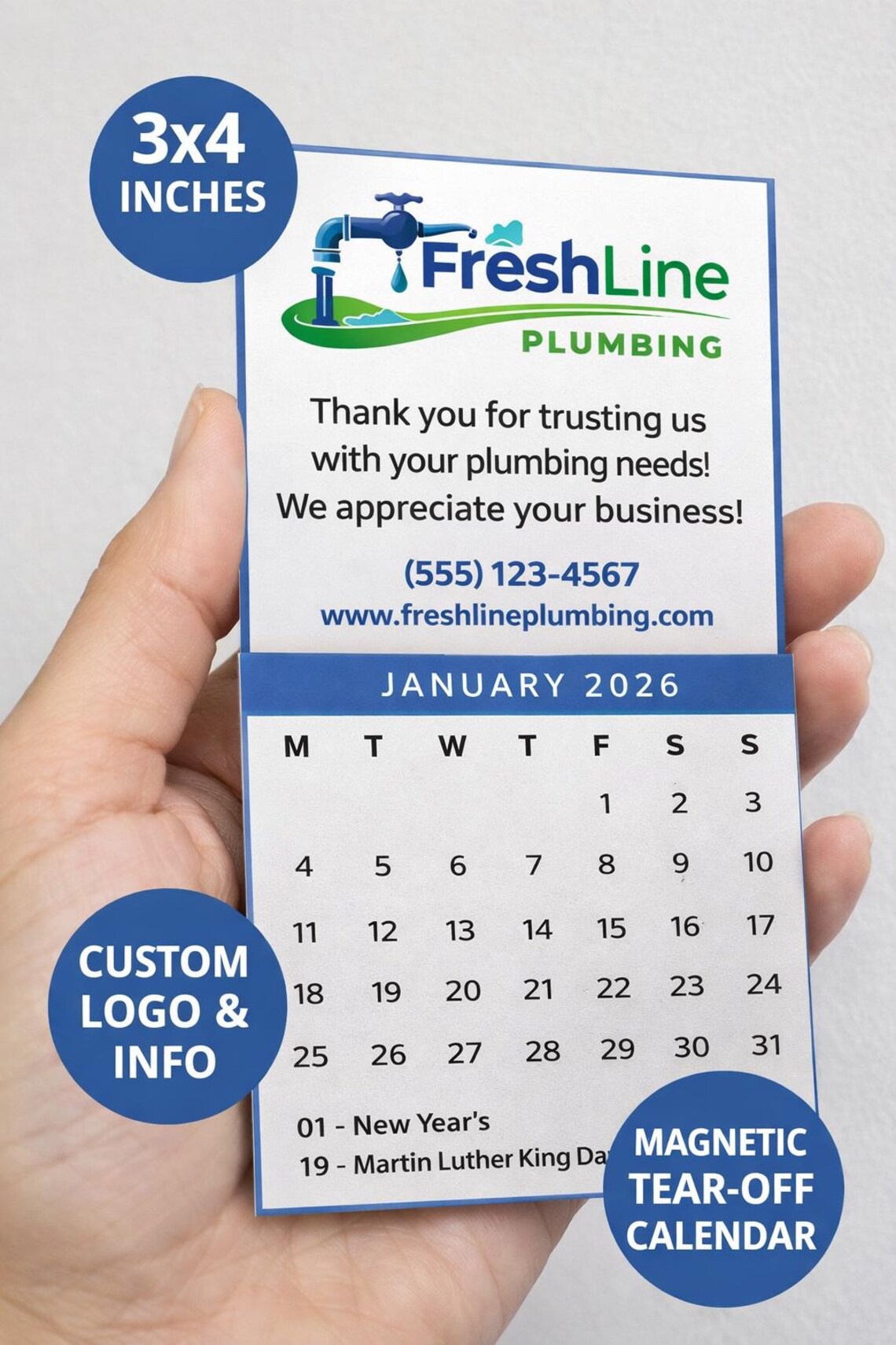 Magnetic Mini Tear-off Calendar 3x4 – Custom Business Calendar ...