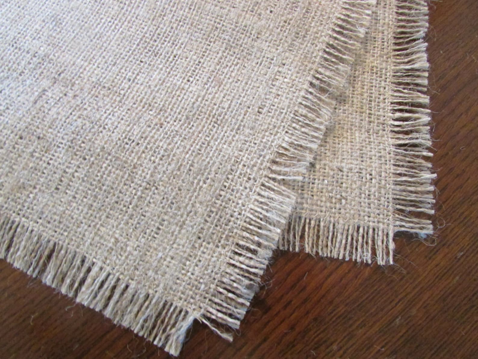 Fringed Burlap Table Runner, Table Centerpiece, 12" AND 14" Wide by ...