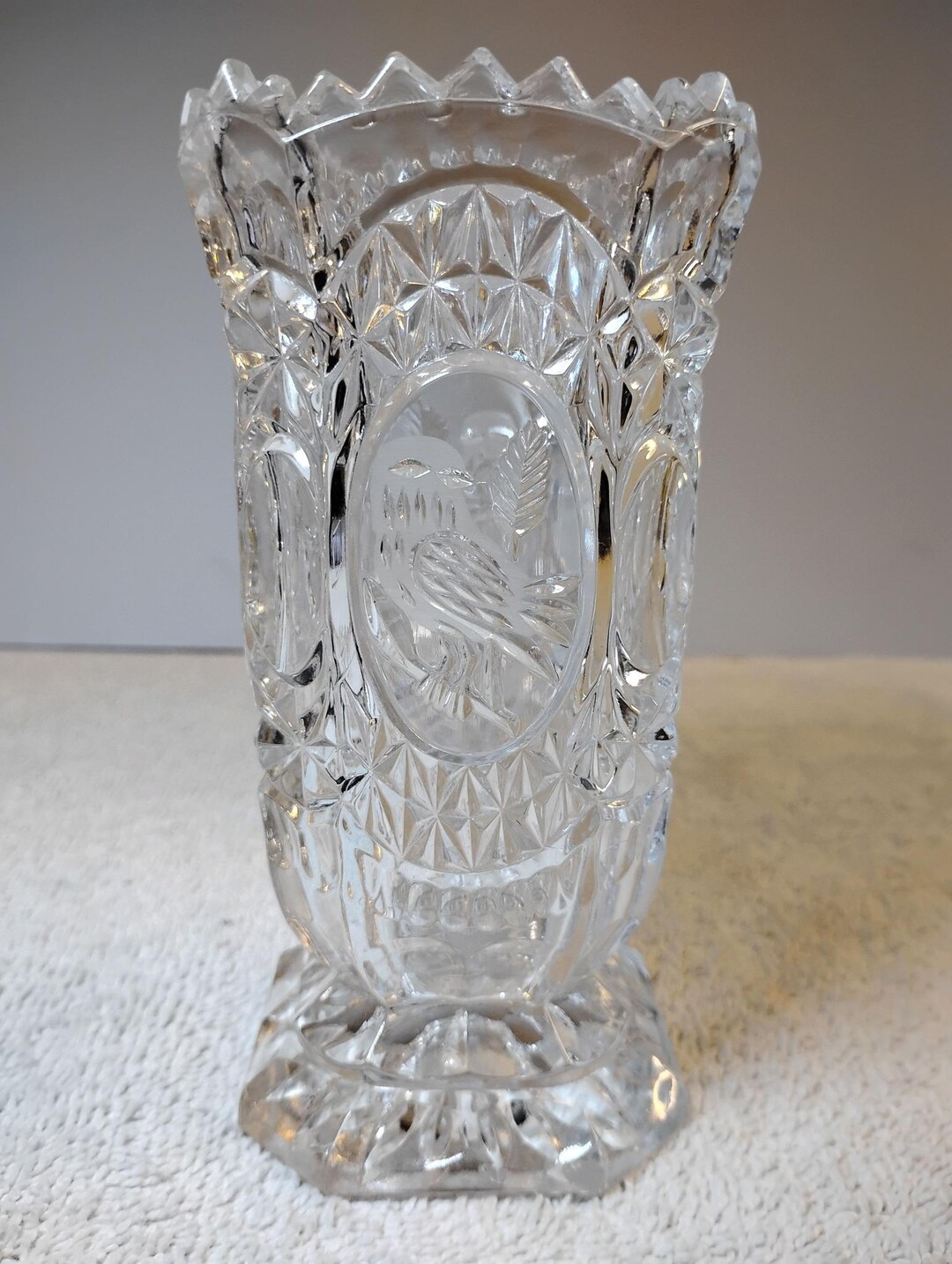 Hofbauer Byrdes Lead Crystal Glass Square Foot Vase - Etsy