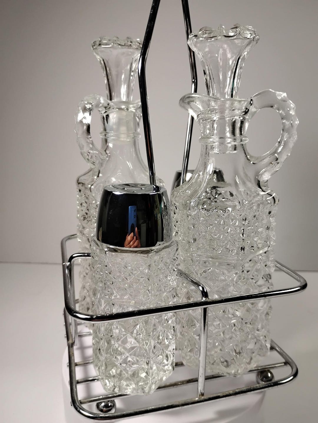 Anchor Hocking Wexford Crystal Condiment Set - Etsy