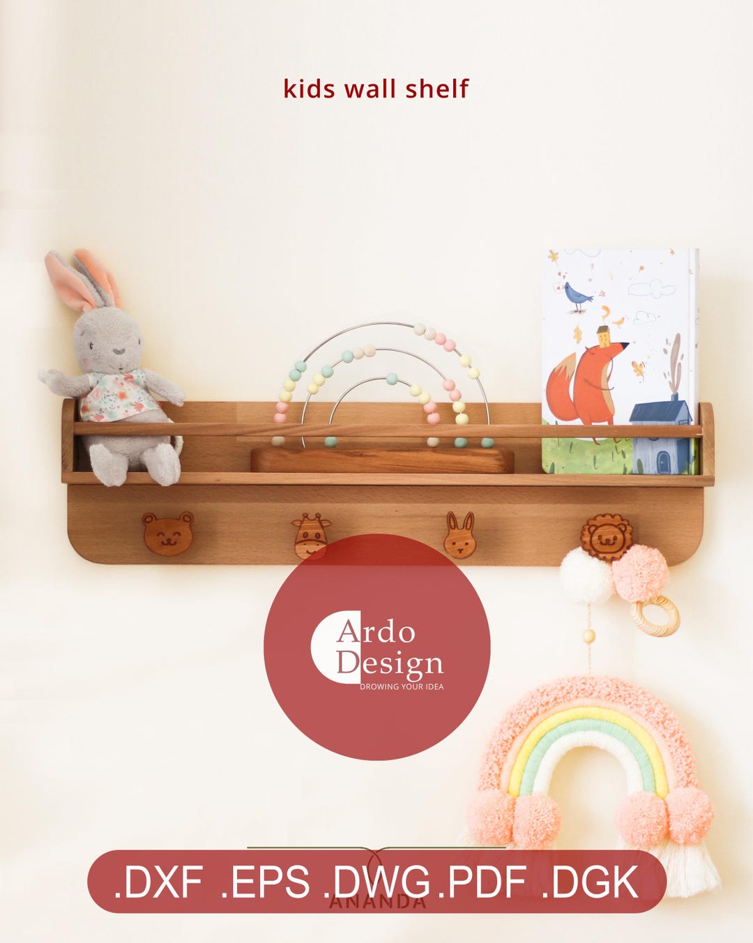 V Carved _ Digital File Step-by-step Production Guide Kids Wall Shelf ...