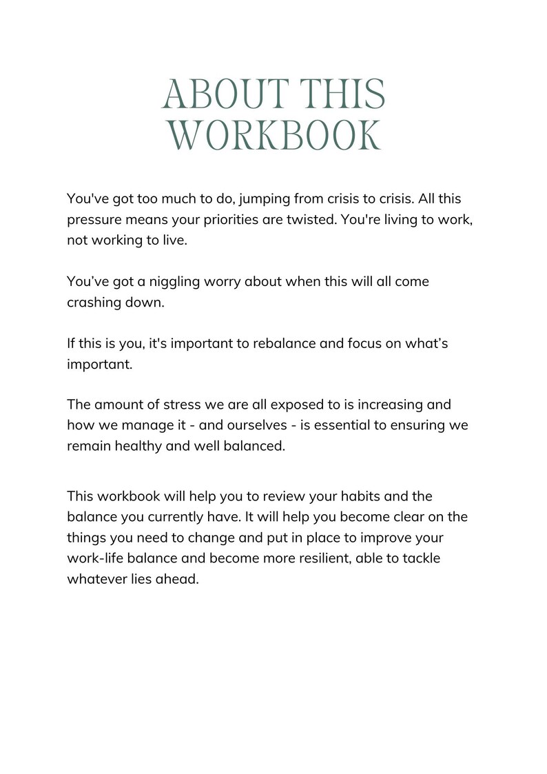 Work-life Balance Workbook - Etsy