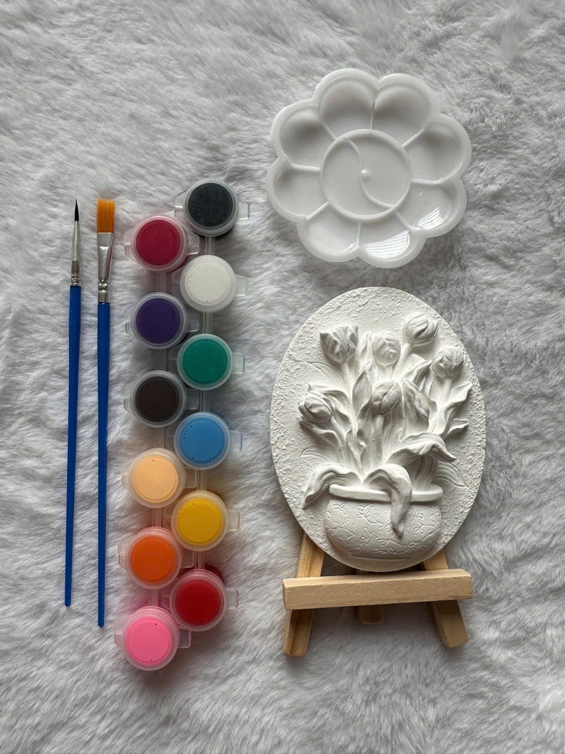 DIY 3D Tulip Flower Painting Kit – Coloring Tulip, Plaster Art Canvas ...
