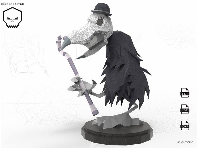 3D Horror Papercraft Sculpture - Creepazoids #2 Clocky - PDF SVG DXF ...