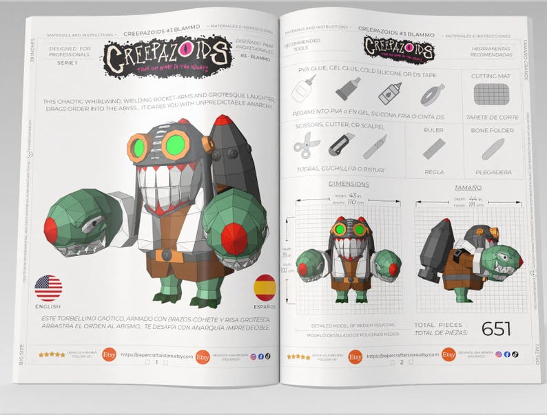 Plantilla De Papercraft 3D De Horror - Creepazoids #3 Blammo - Archivos ...