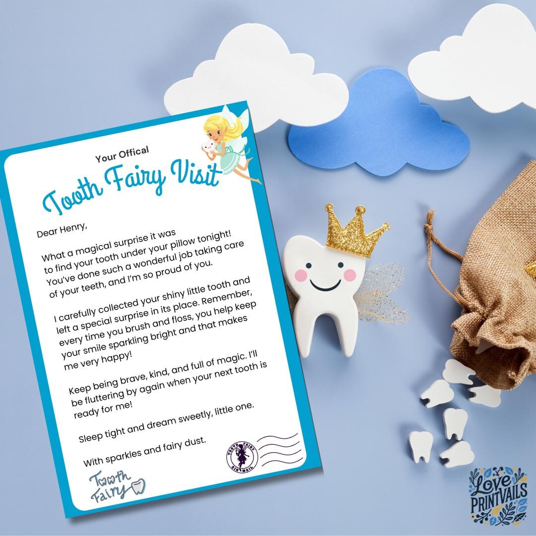 Personalised Tooth Fairy Letter & Tooth Tracker Card | Loyalty Reward ...