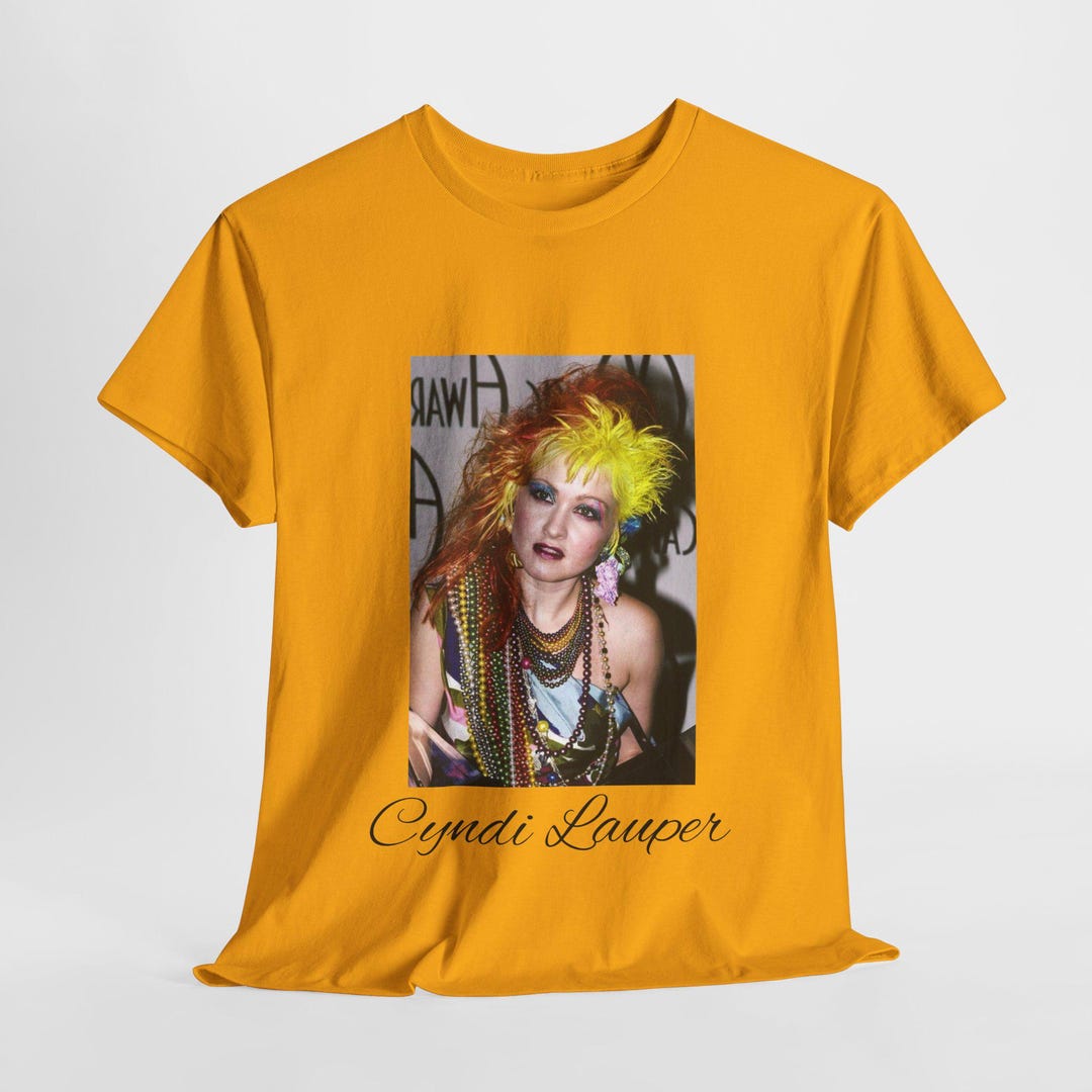 Cyndi Lauper 80s Vintage Tee Available in White-natural-grey-gold - Etsy