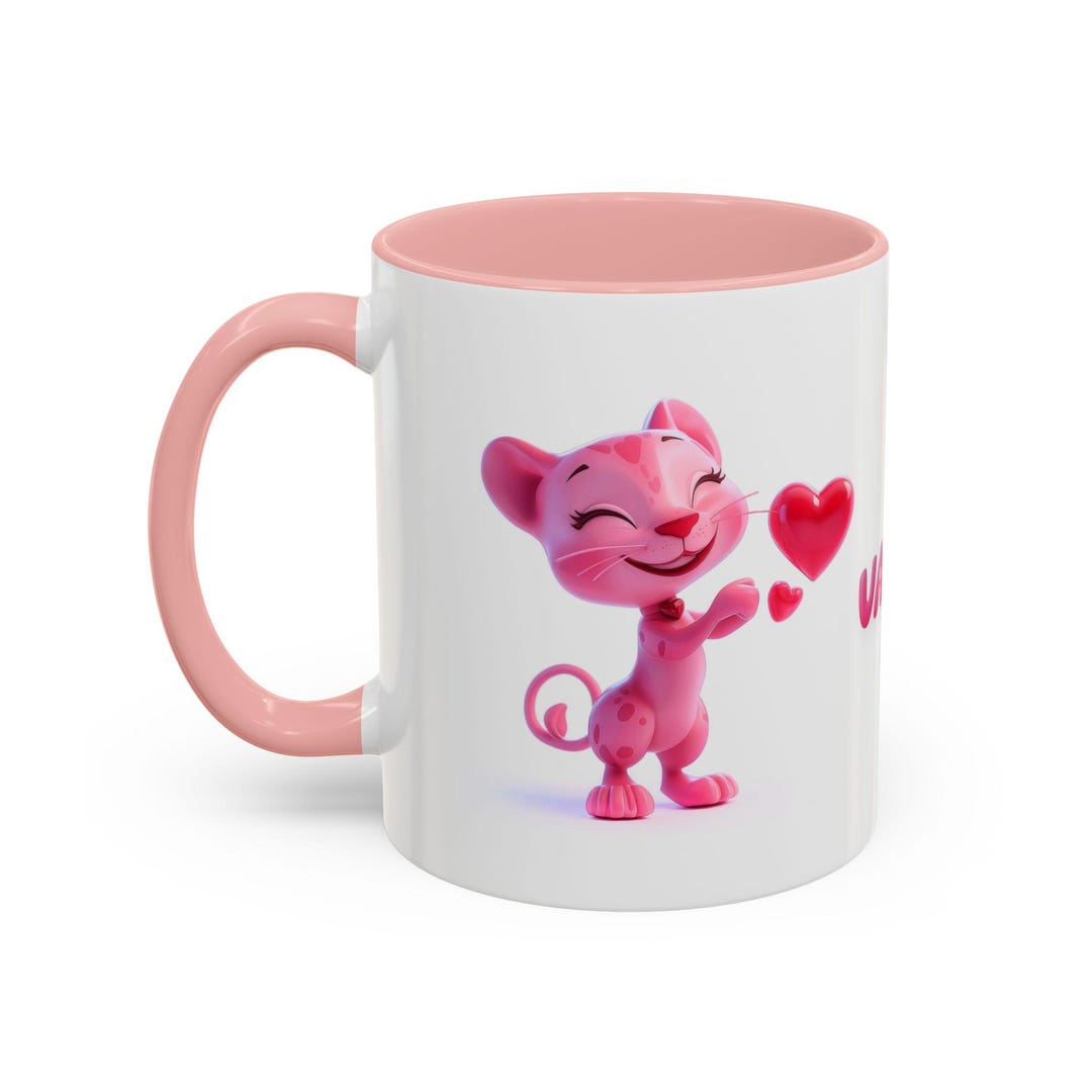 Cute Pink Panther Happy Valentine's Day Mug, 11oz - Etsy